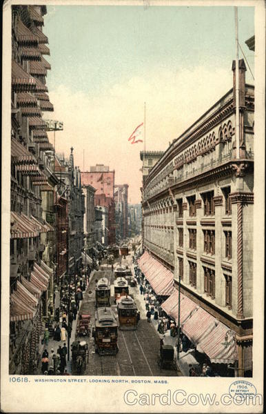 Washington Street, looking North Boston, MA Postcard