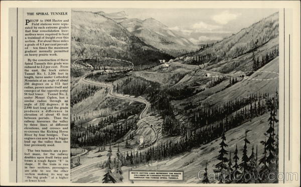 The Spiral Tunnels Kicking Horse Pass, BC Canada British Columbia Postcard