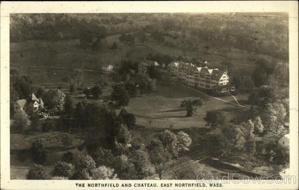 Bird's Eye View of The Northfield and Chateau East Northfield, MA Postcard