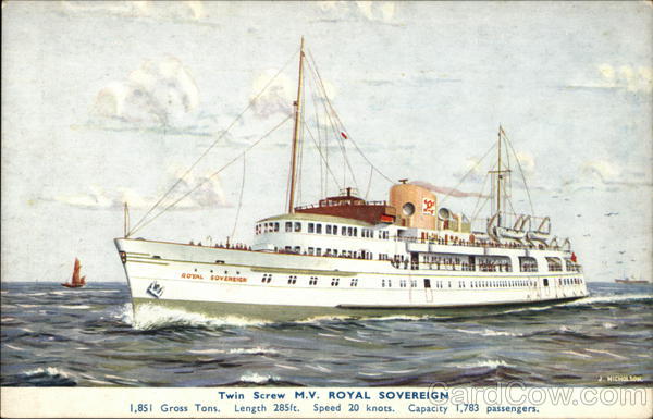 Twin Screw M.V. Royal Sovereign Steamers Postcard