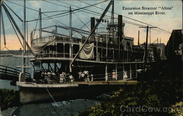 Excursion Steamer "Alton" on Mississippi River Riverboats Postcard