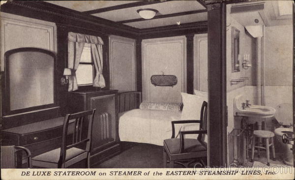 DeLuxe Stateroom on Steamer of the Eastern Steamship Lines, Inc ...