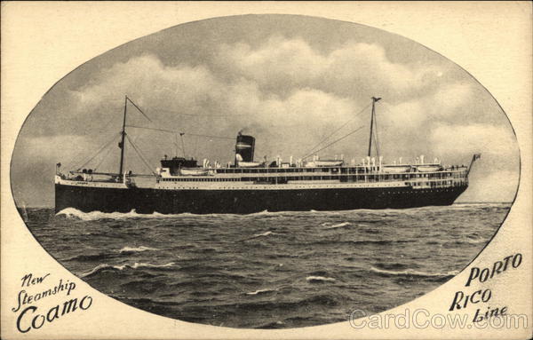 New Steamship Coamo, Porto Rico Line Steamers Postcard