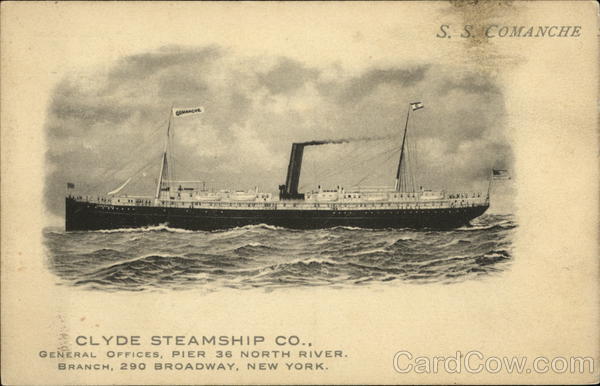 SS Comanche, Clyde Steamship Co. Steamers Postcard