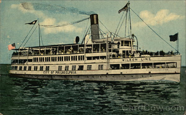 Wilson Line, "City of Philadelphia" Steamers Postcard