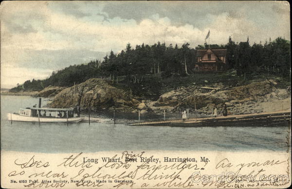 Long Wharf, Point Ripley Harrington, ME Postcard