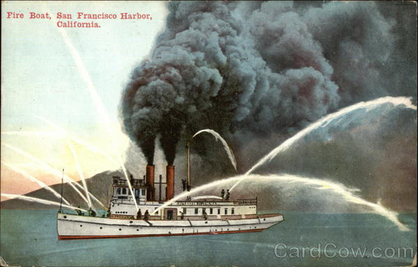 Fire Boat, San Francisco Harbor California Postcard
