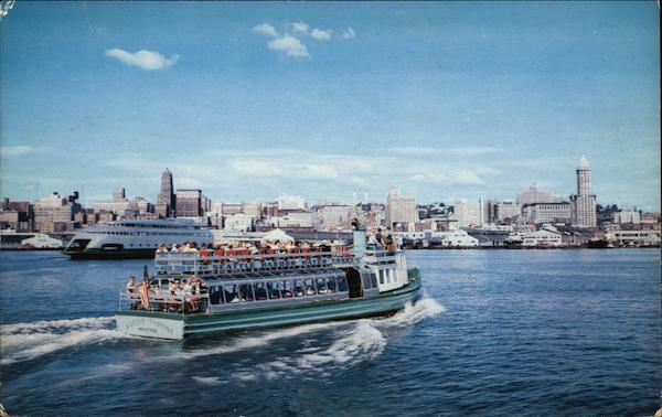 Sightseeing Boat "The Harbor Tourist" Seattle, WA Postcard