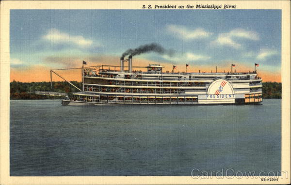 S.S. President on the Mississippi River Steamers Postcard