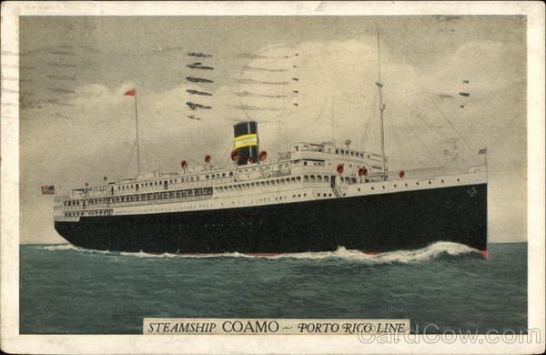 Steamship COAMO - Porto Rico Line New York, NY Postcard