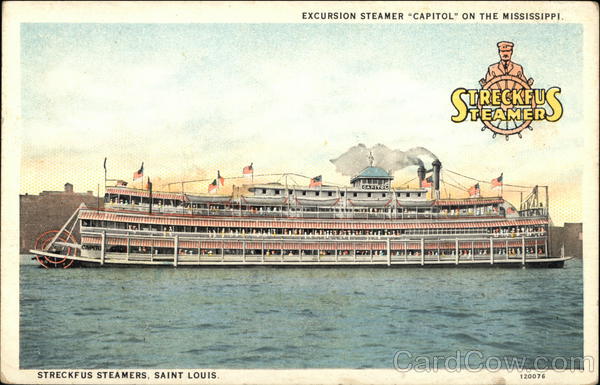 Excursion Steamer "Capitol" on the Mississippi - Streckfus Steamers St ...