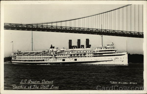 SS Greater Detroit Steamers Postcard