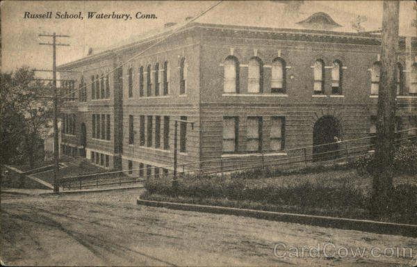 Russell School Waterbury, CT Postcard