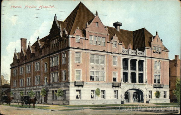 Street View of Proctor Hospital Peoria, IL Postcard