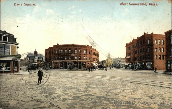 View of Davis Square West Somerville, MA Postcard