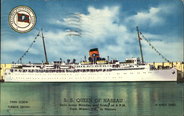 S.S. Queen Of Nassau Miami, FL Postcard