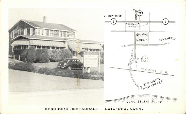 Bernice's Restaurant and Map - Near Long Island Sound Guilford, CT Postcard