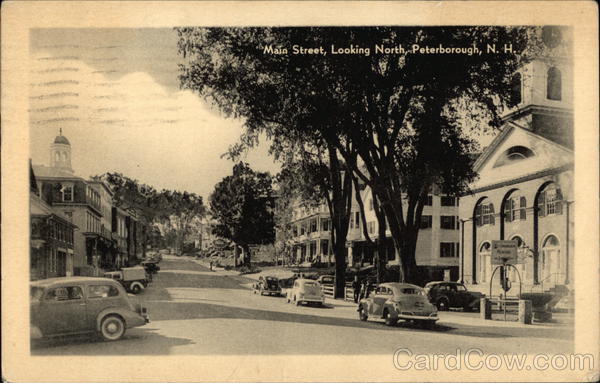 Main Street, Looking North Peterborough, NH Postcard