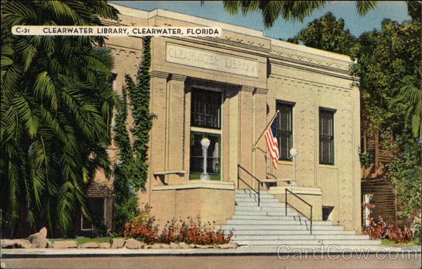 Clearwater Library Florida Postcard