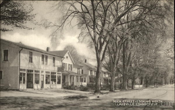 Main Street Looking North Lakeville, CT Postcard