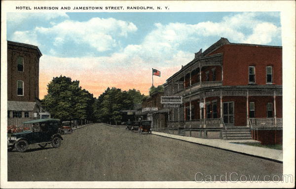 Hotel Harrison and Jamestown Street Randolph, NY Postcard
