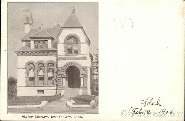 Slater Library Jewett City, CT Postcard