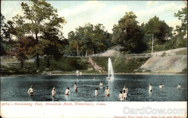 Swimming Pool, Hamilton Park Waterbury, CT Postcard
