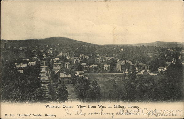 View from Wm. L. Gilbert Home. Winsted, CT Postcard