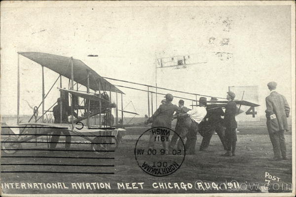 International Aviation Meet Chicago, August 1911 Illinois Aircraft Postcard