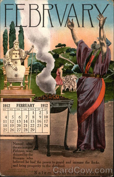 Drawing of Roman God Calendars Postcard