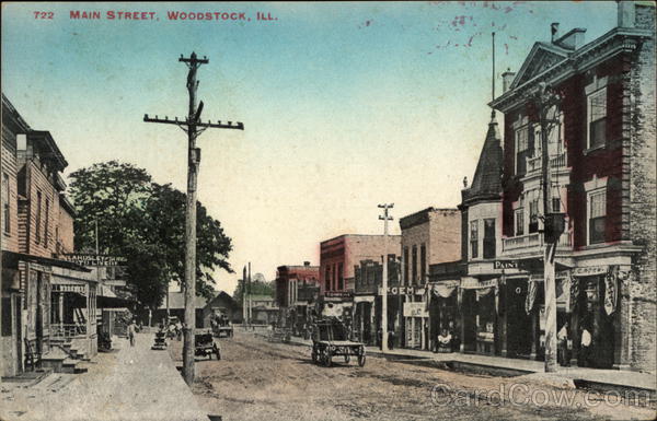 Main Street Woodstock, IL Postcard