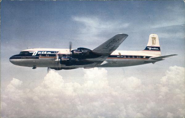 Golden Crown DC-7 - Delta Airlines Aircraft Postcard