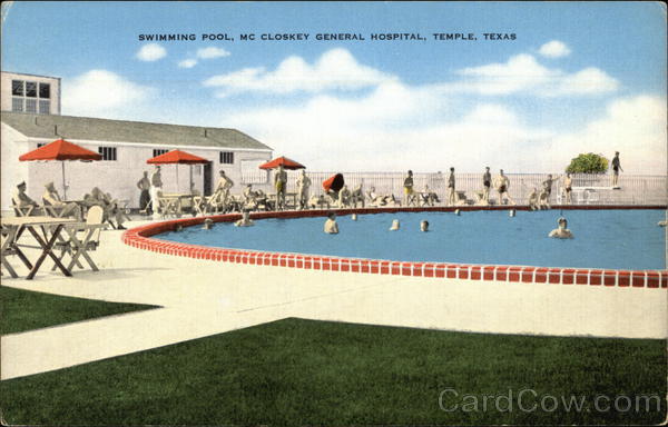 Swimming Pool, McCloskey General Hospital Temple, TX Postcard