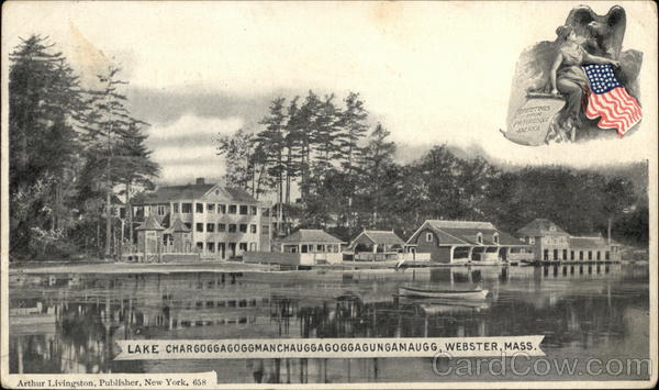 Lake Chargoggagoggmanchauggagoggagungamaugg Webster, MA Postcard