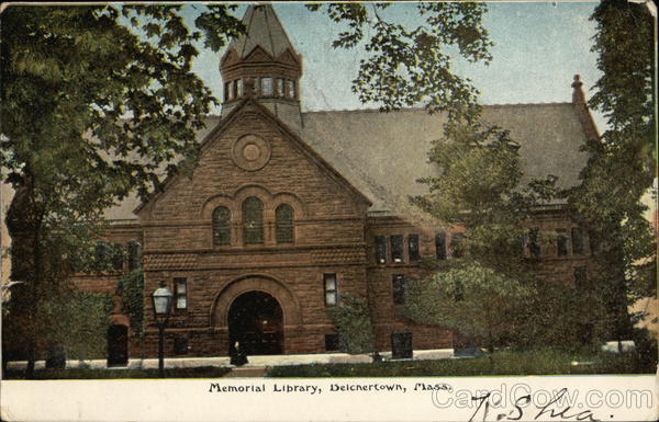 Memorial Library Belchertown, MA Postcard