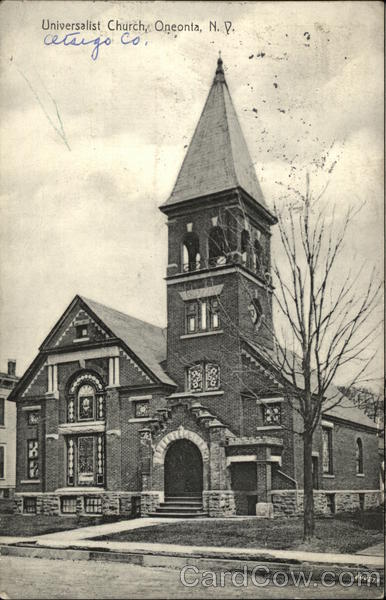 Universalist Church Oneonta, NY Postcard