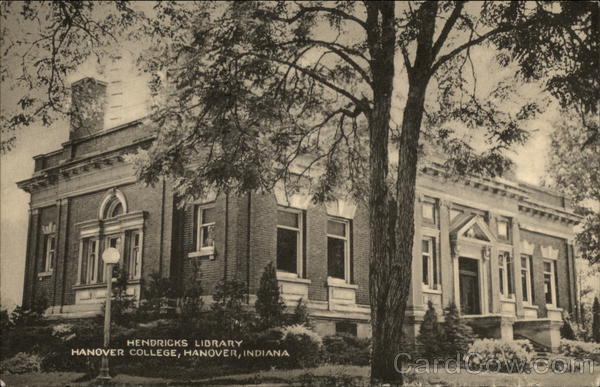 Hendricks Library, Hanover College Indiana Postcard