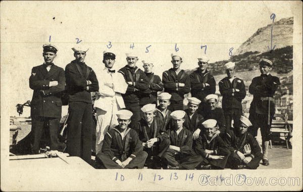 Snapshot of Several Navy Men Postcard