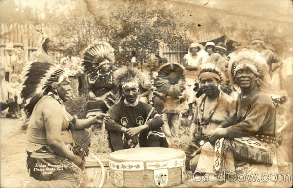 Native Americans Gathered Around Ceremonial Drum Native Americana Postcard