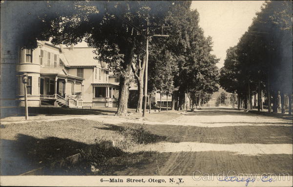 Main Street Otego, NY Postcard