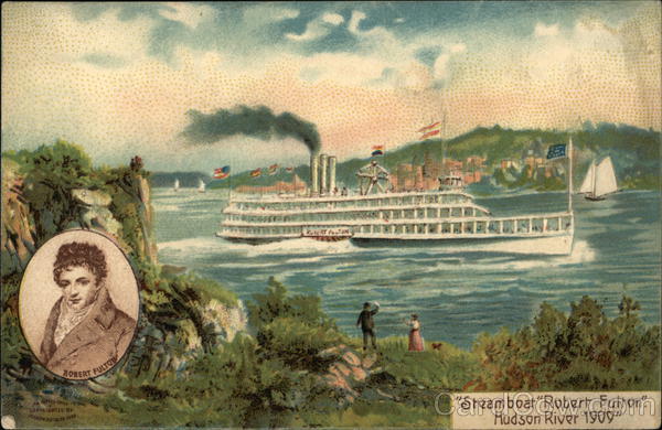 "Steamboat 'Robert Fulton'", Hudson River 1909 Steamers Postcard