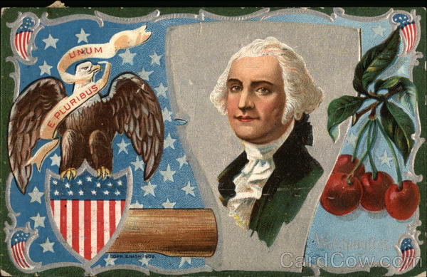 George Washington with Eagle and Cherries Presidents Postcard