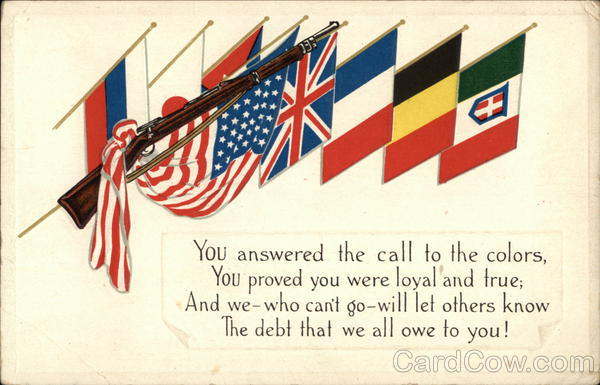 Flags of WWI Allies Postcard