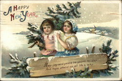 Wishing You a Happy New Year! Children Postcard