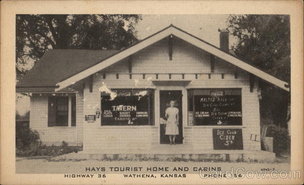 Hays Tourist Home and Cabins Wathena, KS Postcard