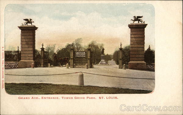 Grand Ave., Entrance, Tower Grove Park St. Louis, MO Postcard