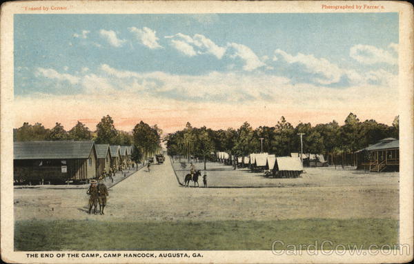 The End Of The Camp, Camp Hancock Augusta, GA Postcard