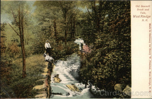 Old Sawmill Brook and Vale West Rindge, NH Postcard