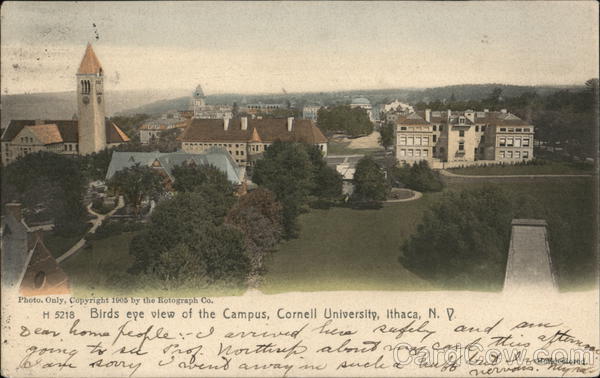 Cornell University - Birds Eye View of Campus Ithaca, NY Postcard
