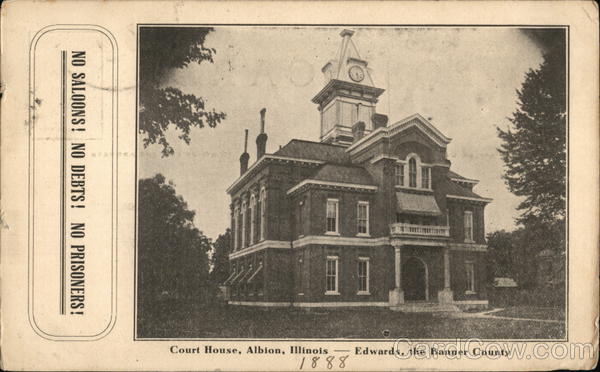 Court House Albion, IL Postcard
